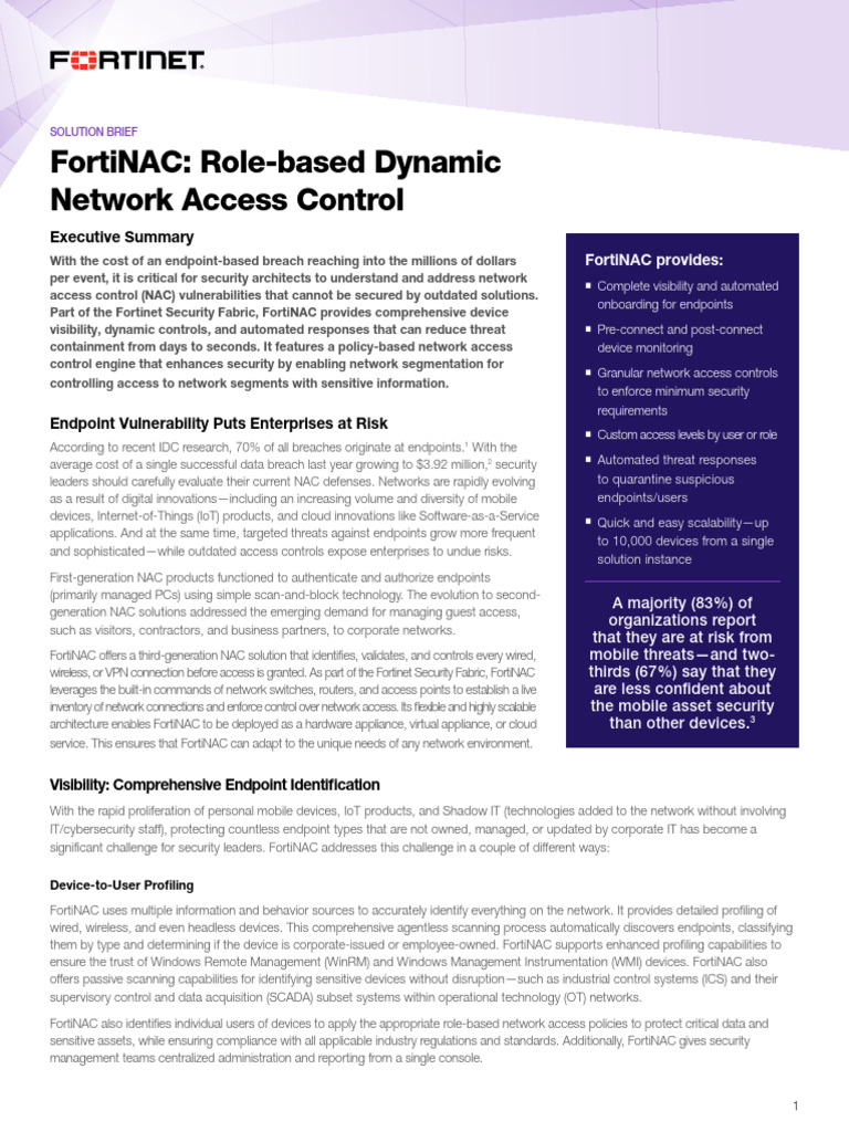 sb-fortiNAC-role-based-dynamic-access | PDF | Security | Computer Security