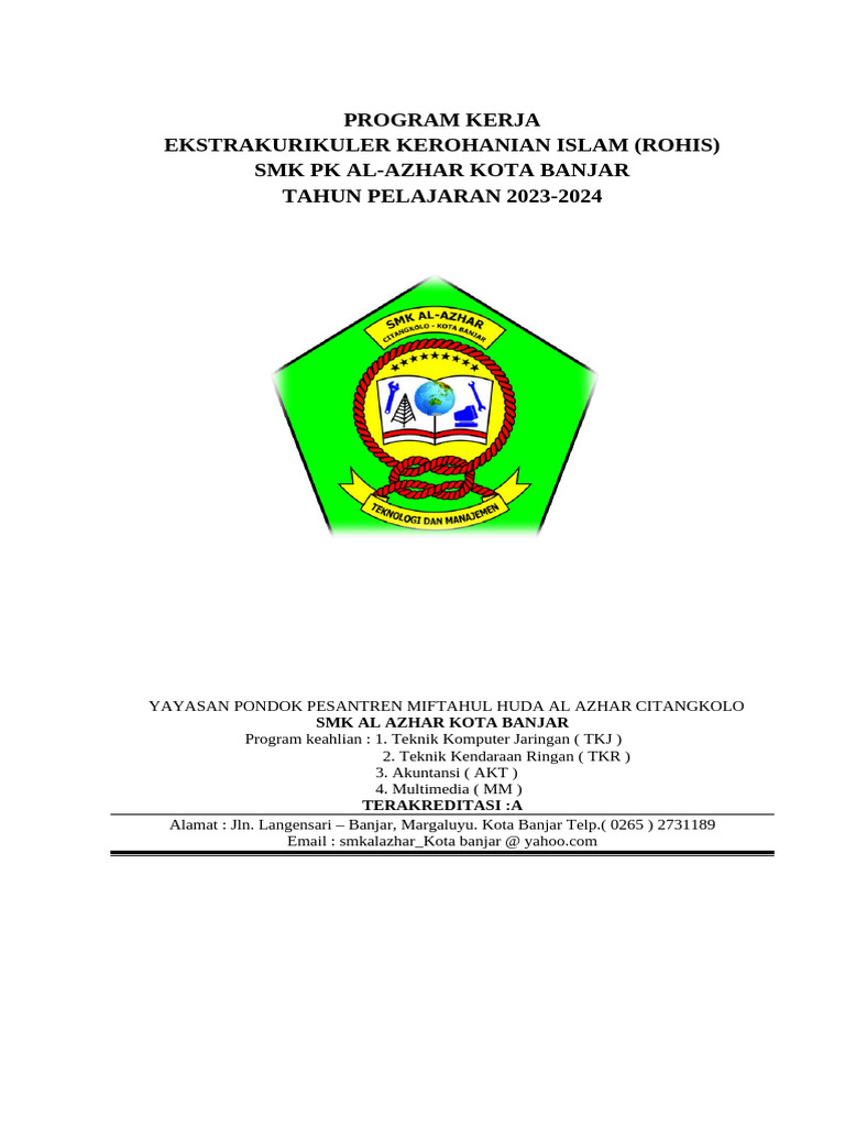 Program Kerja Rohis Smk Al Azhar Banjar (1) | PDF
