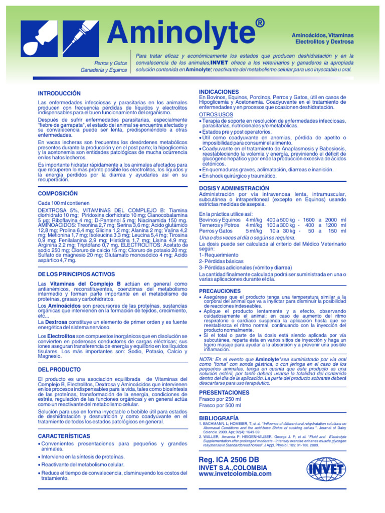Aminolyte | PDF | Metabolismo | Electrólito
