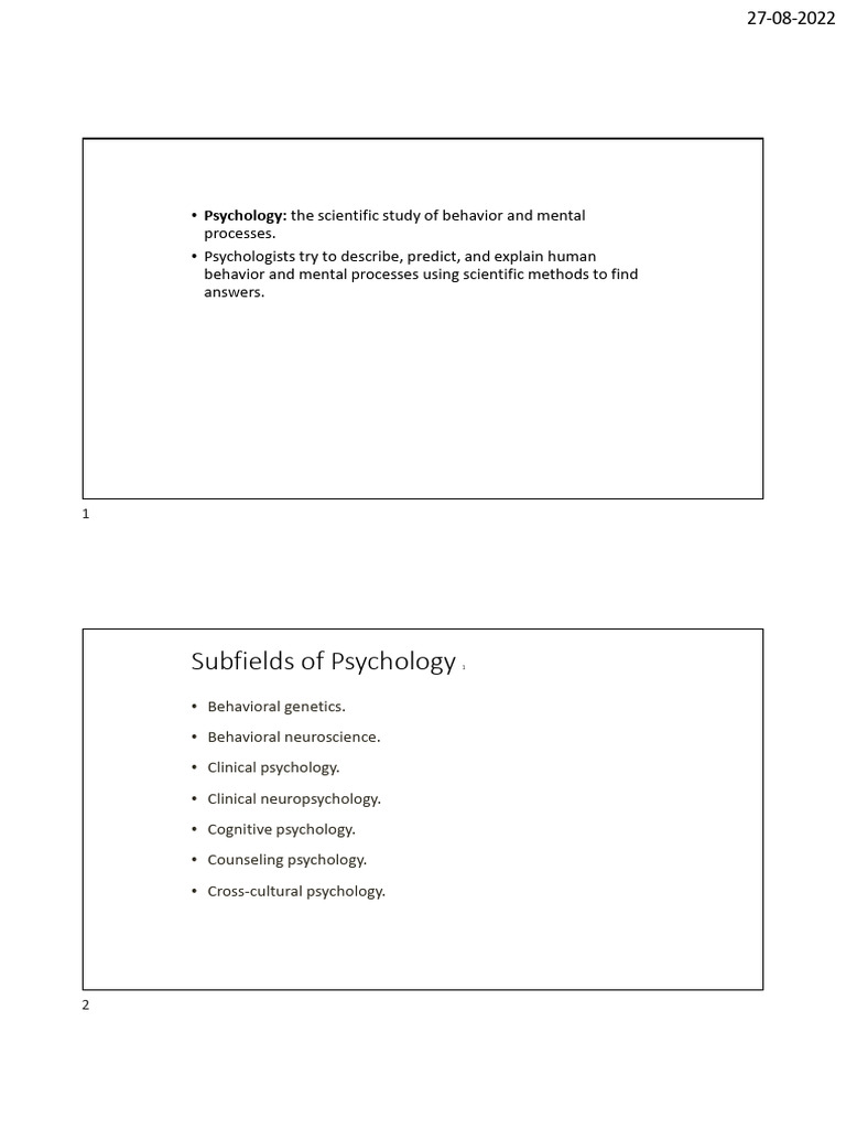 Psychology introduction | PDF | Psychology | Experiment