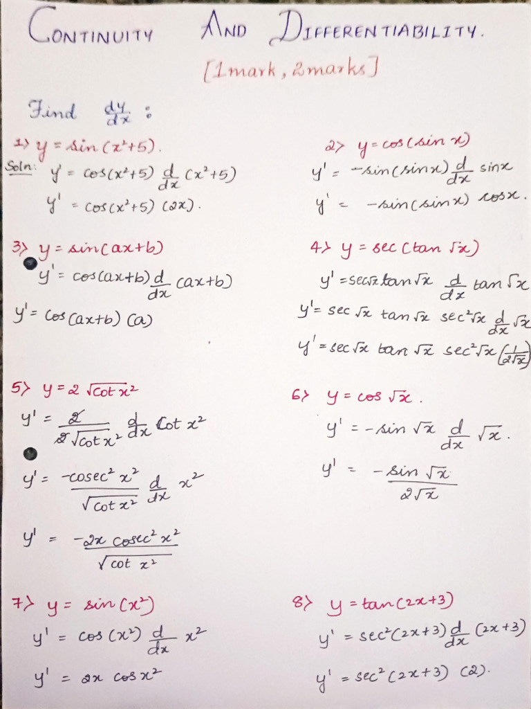 ContinuityDifferentiability_1_2Marks | PDF