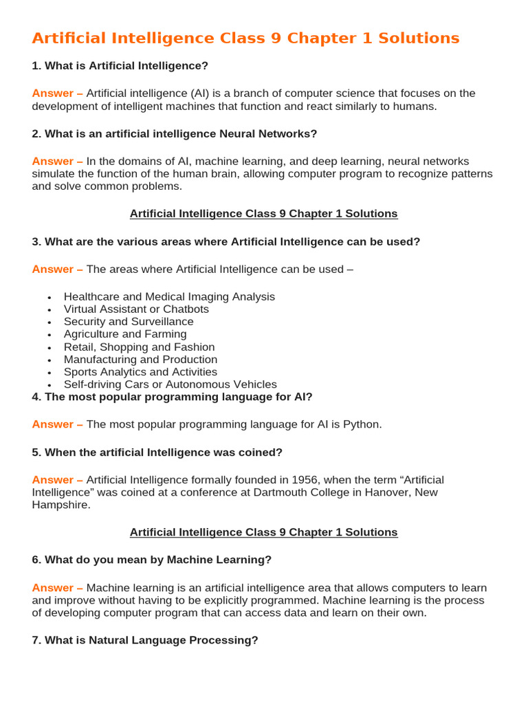 AI Class 9 Chapter 1 Overview | PDF | Artificial Intelligence ...