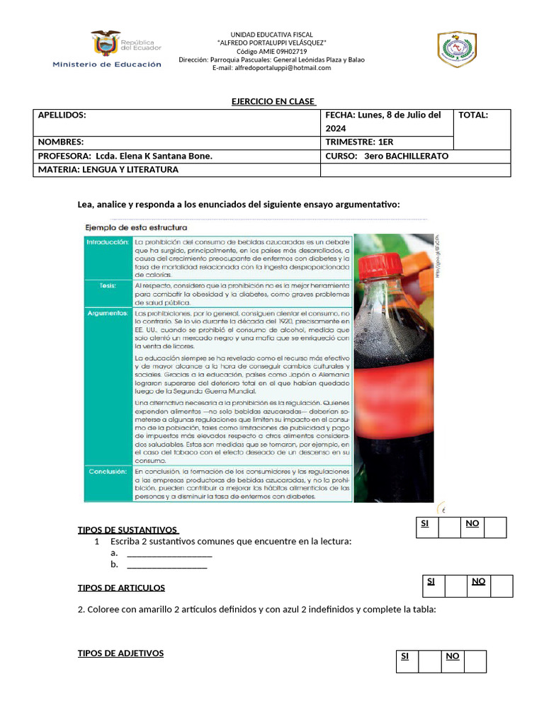 Ejercicio en Clase 3ro | PDF | Lingüística | Semántica