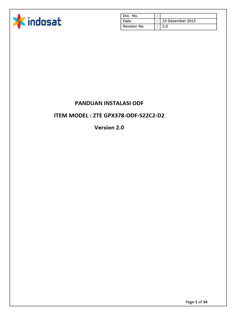 Panduan Instalasi ODF ZTE v2# | PDF