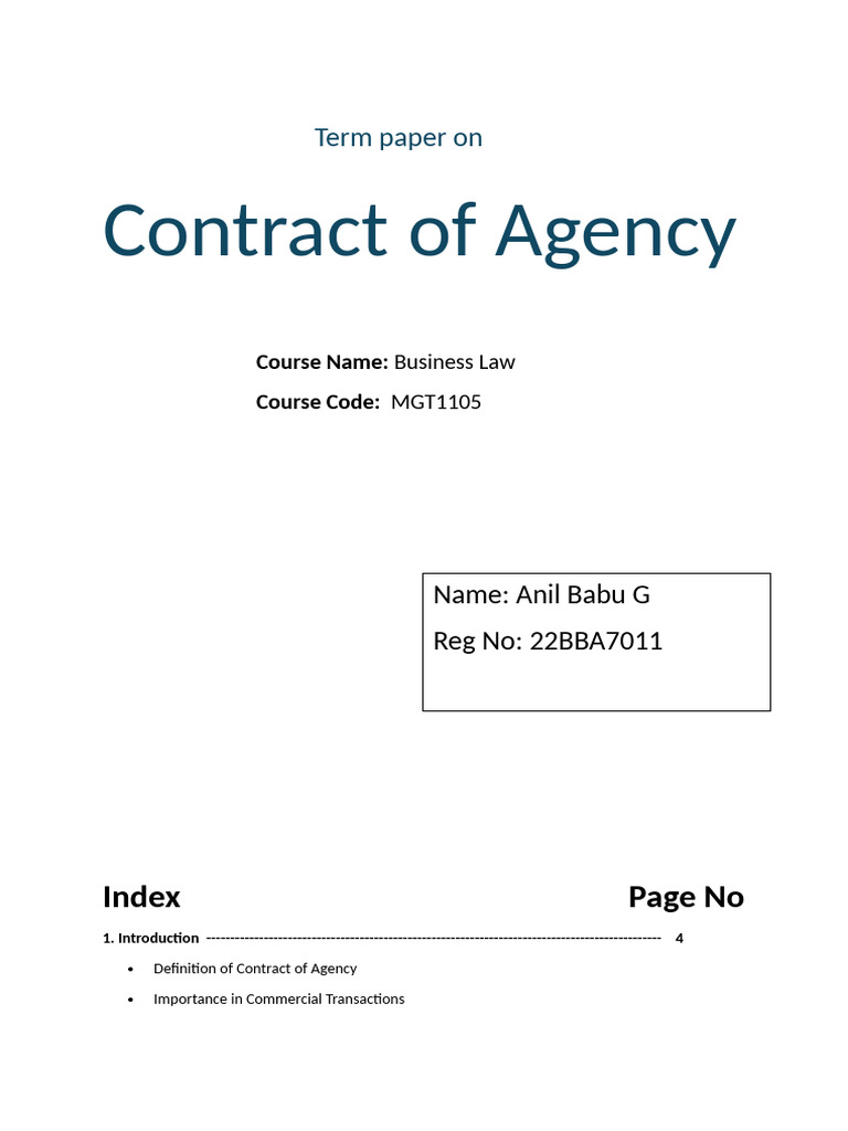 contract of agency | PDF | Law Of Agency | Fiduciary