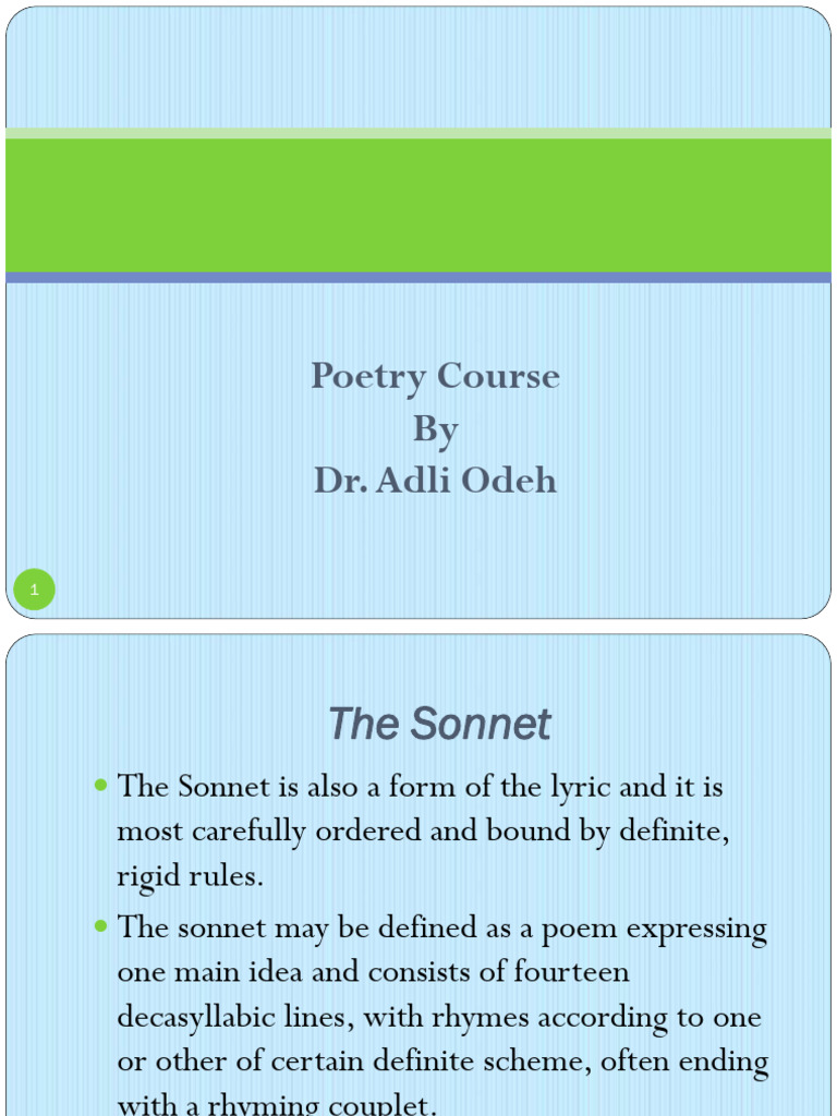 Understanding the Sonnet Form | PDF | Sonnets | Poetry