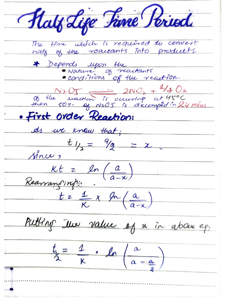 Physical Chem Half life period | PDF