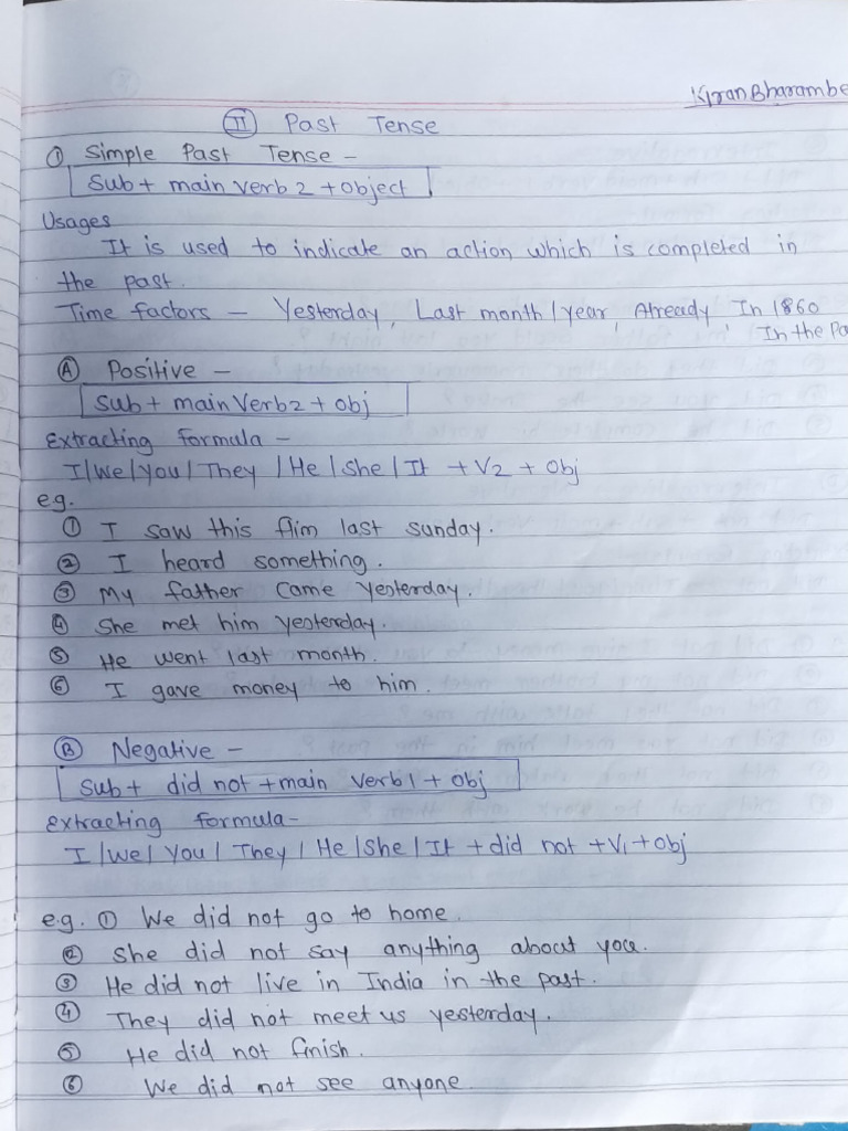 English Tenses Handwritten Notes | PDF | Semantic Units | Grammar