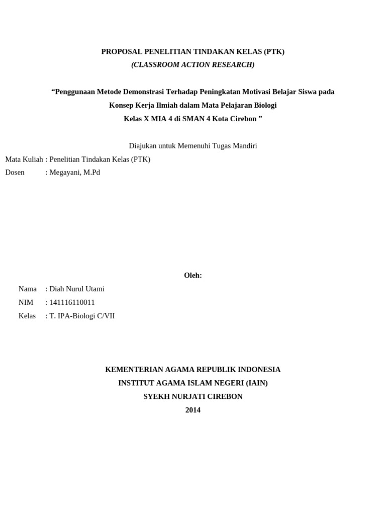 Proposal Penelitian Tindakan Kelas | PDF