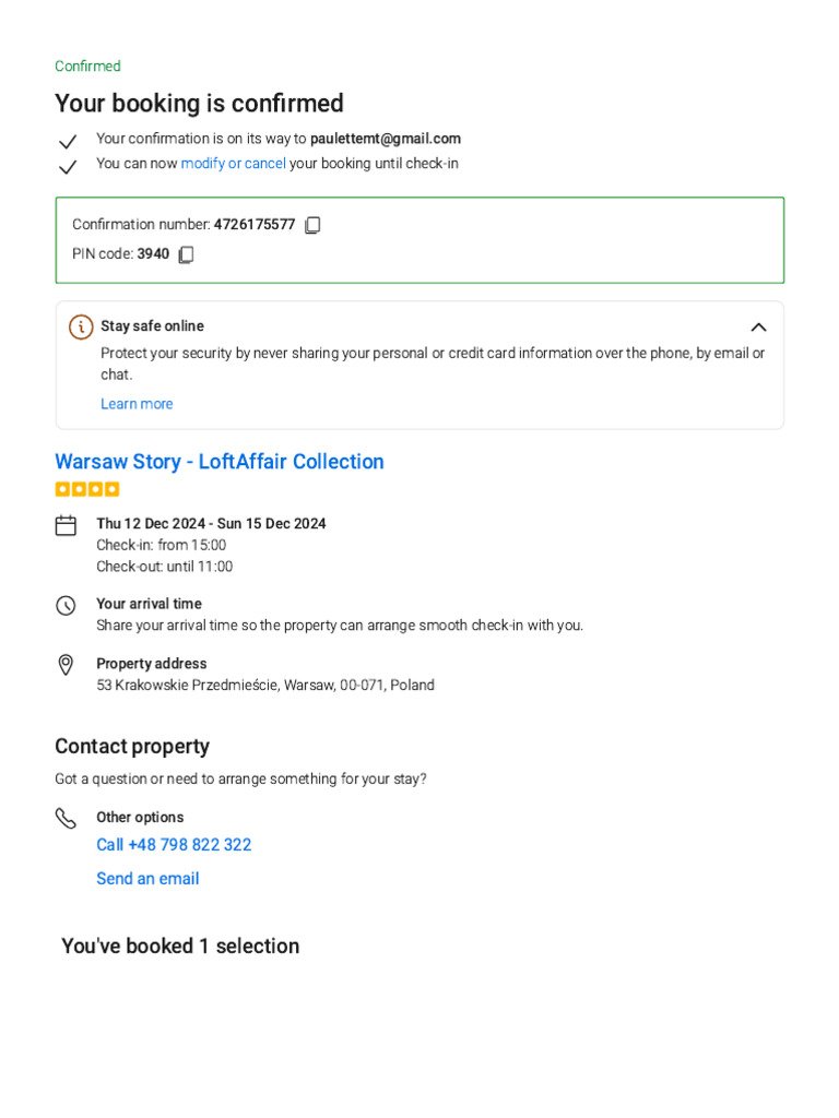 Confirmation · Booking.com | PDF | Credit Card | Payments