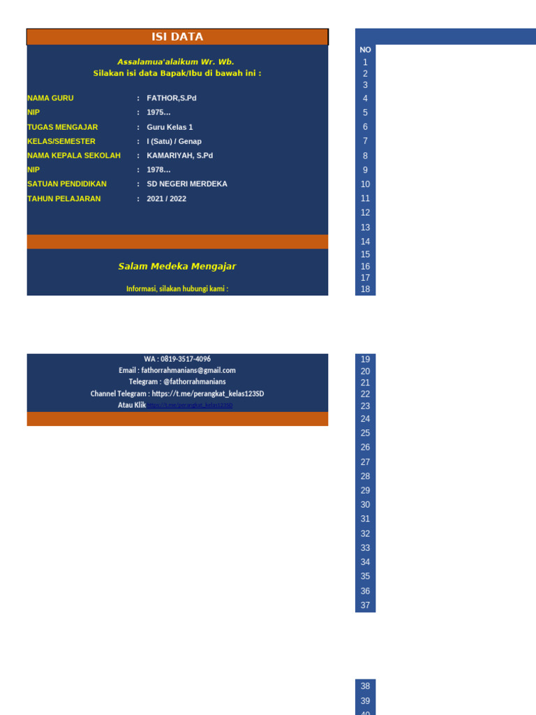 Daftar Nilai Kelas 1 Semester Genap | PDF