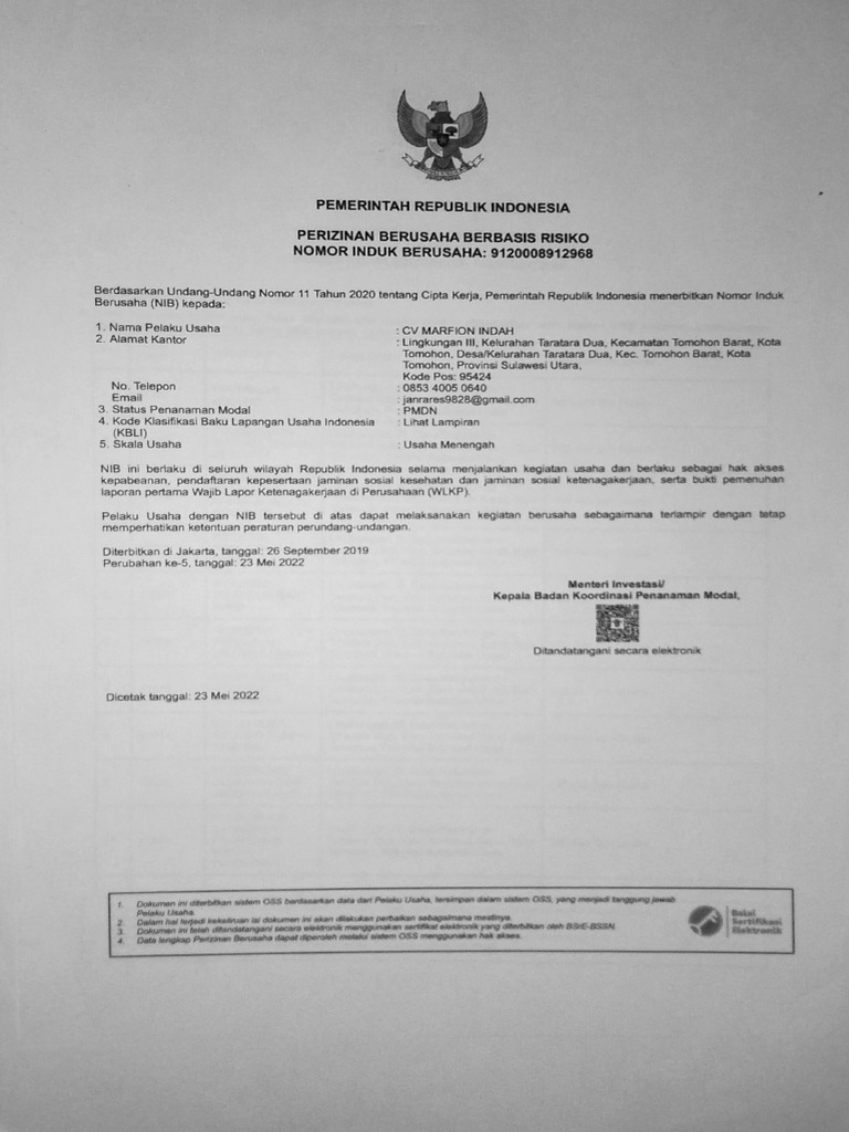 PDF - Marfion NIB | PDF