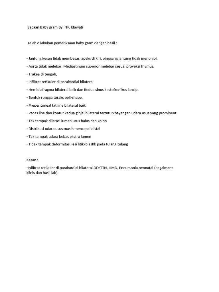Laporan Pemeriksaan Baby Gram | PDF