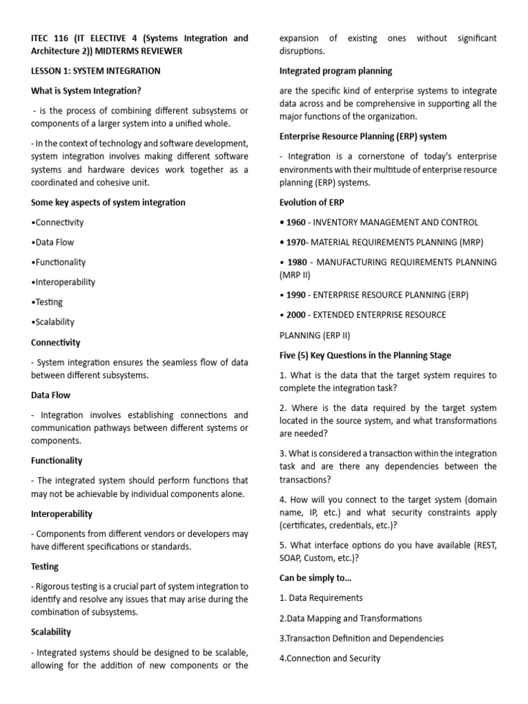Itec 116 Midterms Reviewer | PDF | Enterprise Resource Planning ...