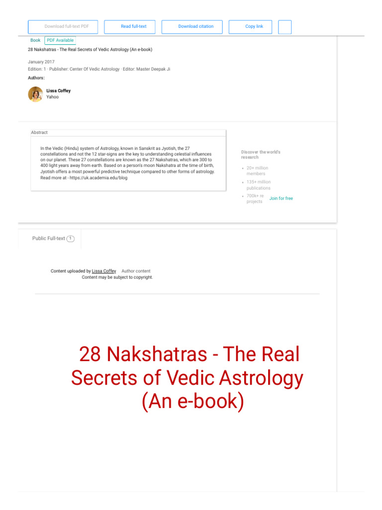 (PDF) 28 Nakshatras - The Real Secrets of Vedic Astrology (An E-Book ...