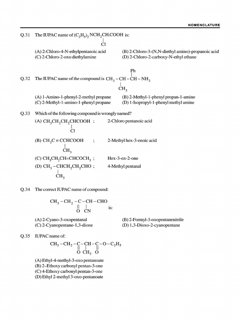 IUPAC Nomenclature Test -2 | PDF