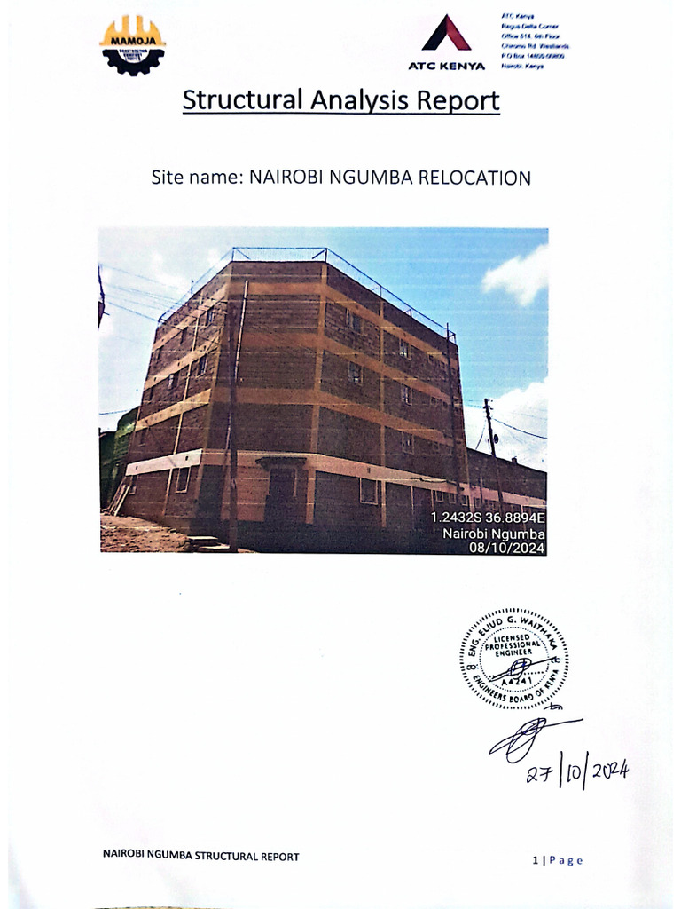 Nairobi Gumba Estate - Structural Report | PDF | Column | In Situ