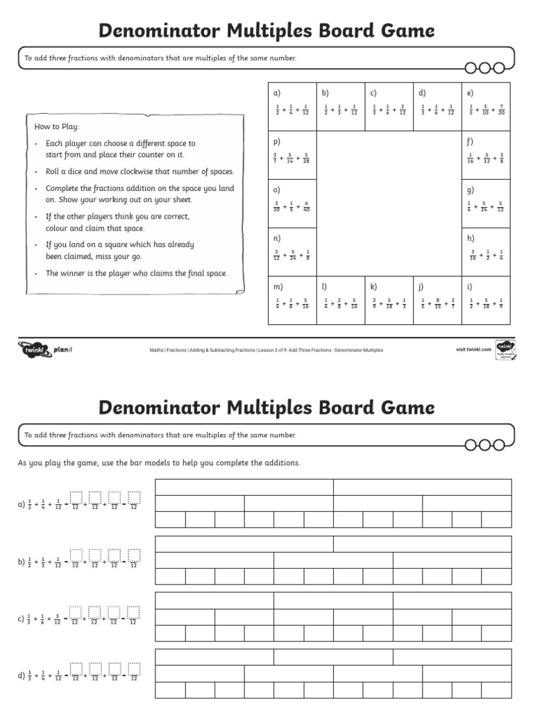 Denominator Multiples Board Game | PDF | Numbers | Arithmetic