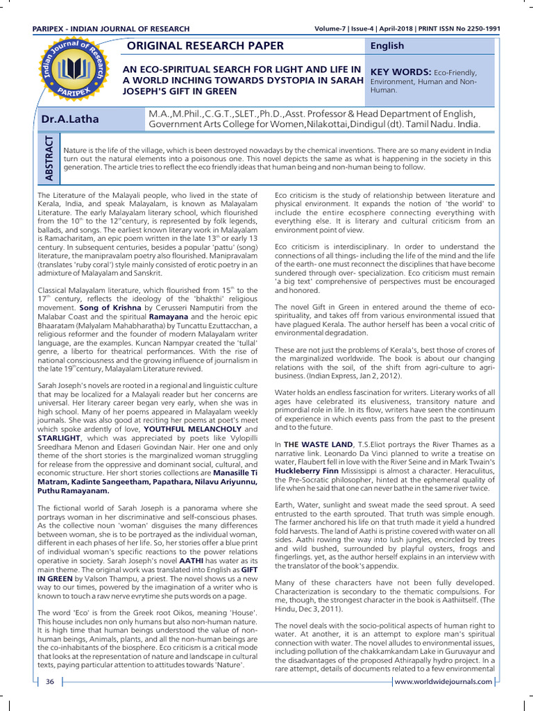 Original Research Paper: Dr.A.Latha | PDF