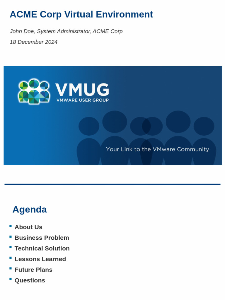 VMUG Sample Member Presentation | PDF | V Mware | System Software