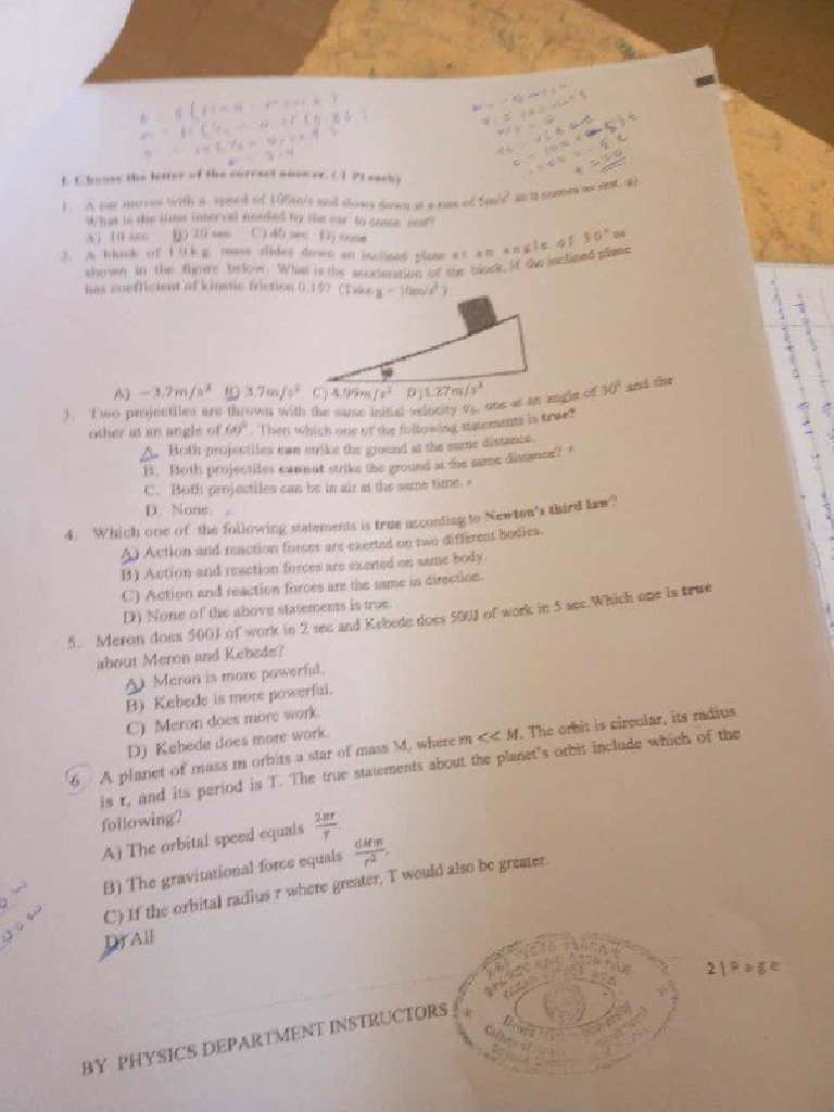 Physics Midterm Exam 4 (DMU) | PDF