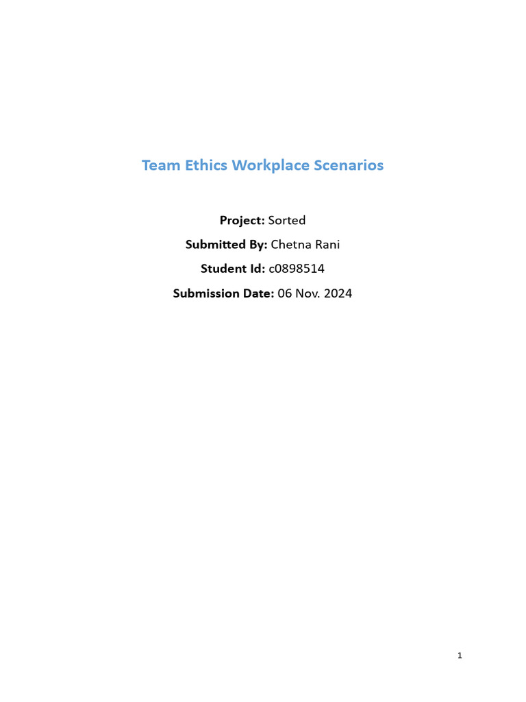 Team Ethics Workplace Scenarios | PDF