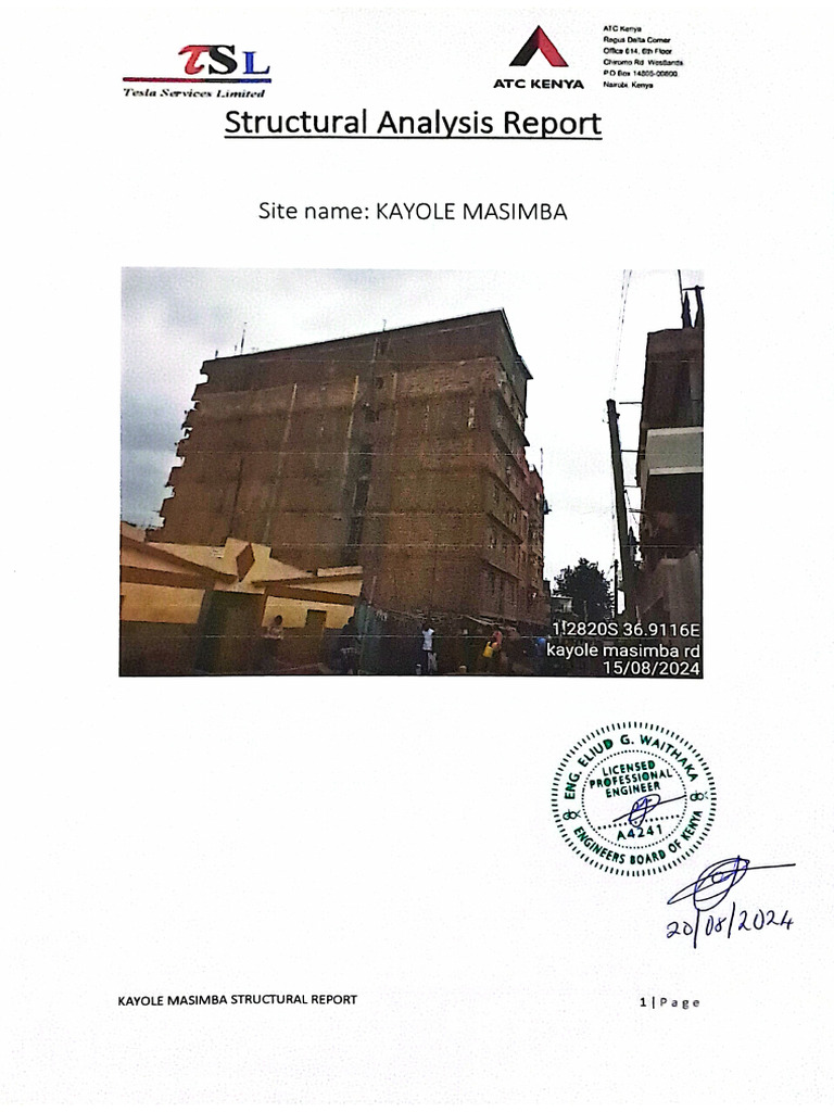 Kayole Masimba - Structural Report | PDF | Column | Structural Engineering