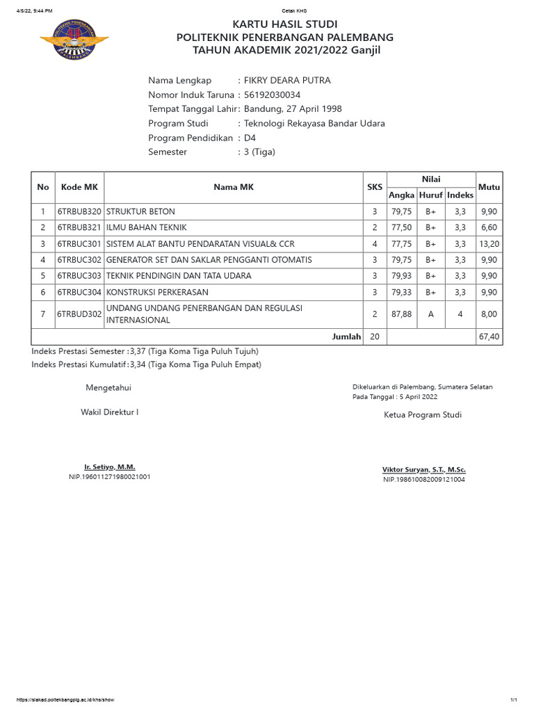 Cetak KHS Semester 3 | PDF