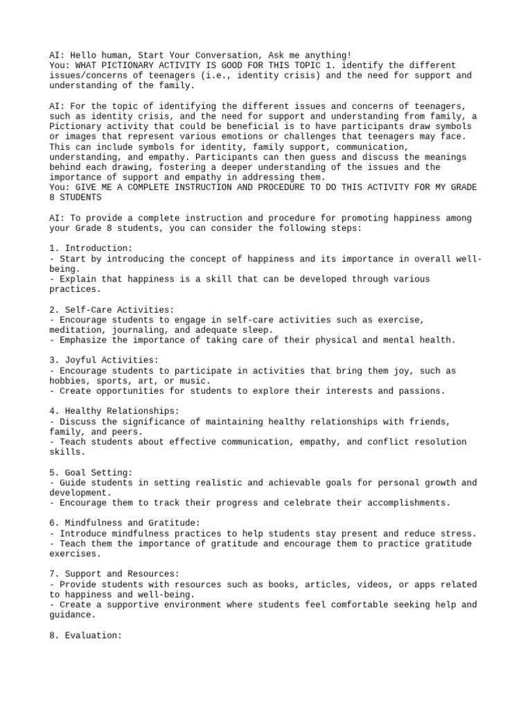 Chat | PDF | Adolescence | Behavioural Sciences