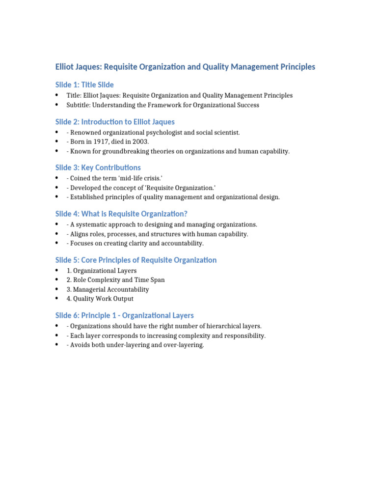 Requisite Organization Framework Explained | PDF