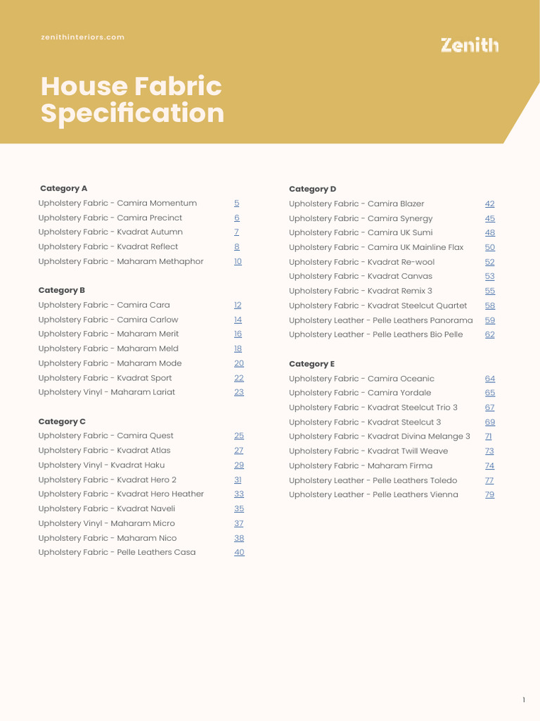 House Fabric Specification 2024 1 | PDF | Textiles | Secondary Sector ...