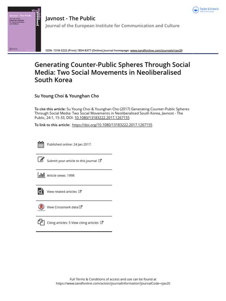 Generating Counter-Public Spheres Through Social Media Two Social Movements in Neoliberalised ...