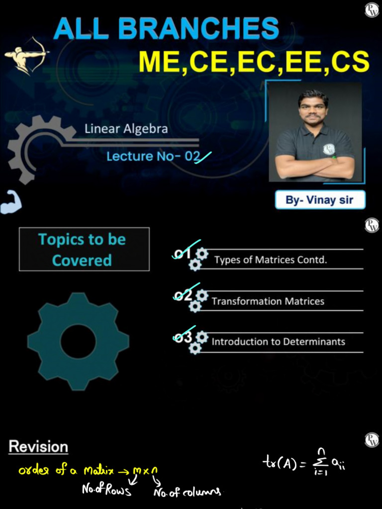 Linear Algebra 02 - Class Notes (Engineering Mathematics) | PDF