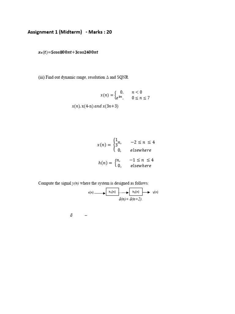 Digital Signal Processing Assignment | PDF | Sampling (Signal Processing) | Digital Signal ...