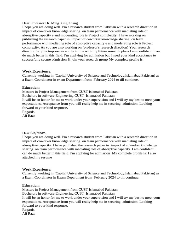 Email Requesting PhD Supervision | PDF