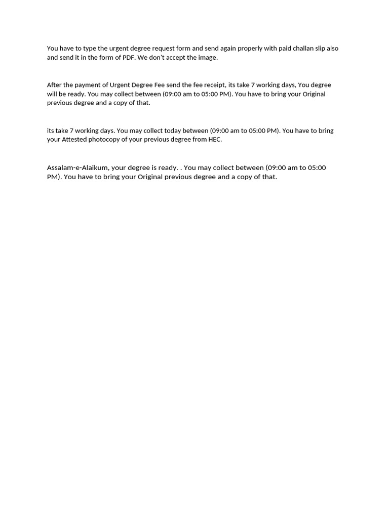 Email Urgent Degree Request Form | PDF