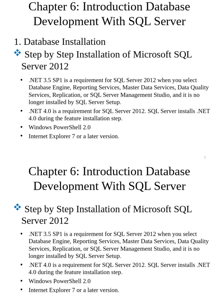 Chapter 6 Installation | PDF | Sql | Microsoft Sql Server