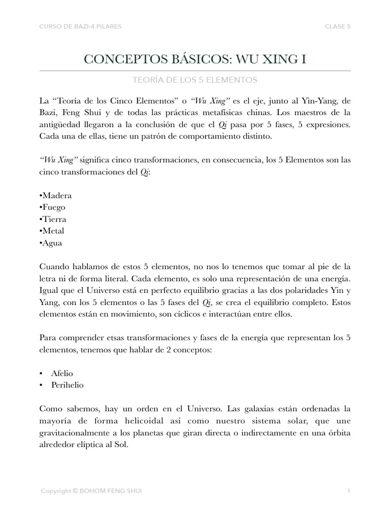 Teoría Wu Xing: Los 5 Elementos en Bazi | PDF | Tierra | Dom