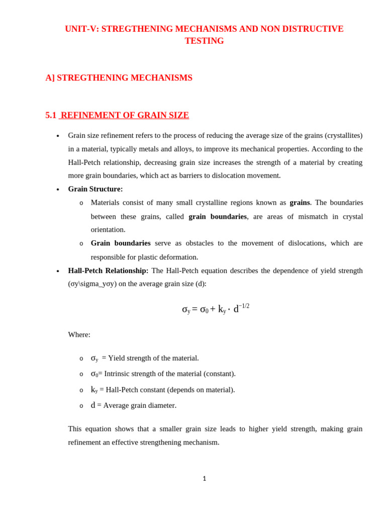 UNIT - 5 MSM Notes | PDF | Crystallite | Dislocation