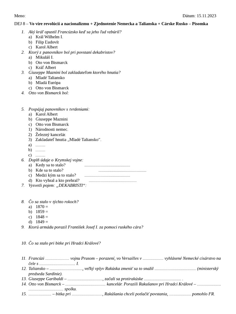 DEJ 8 - test | PDF