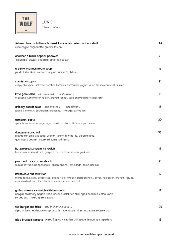 Lunch Menu | PDF | Salad | Foods