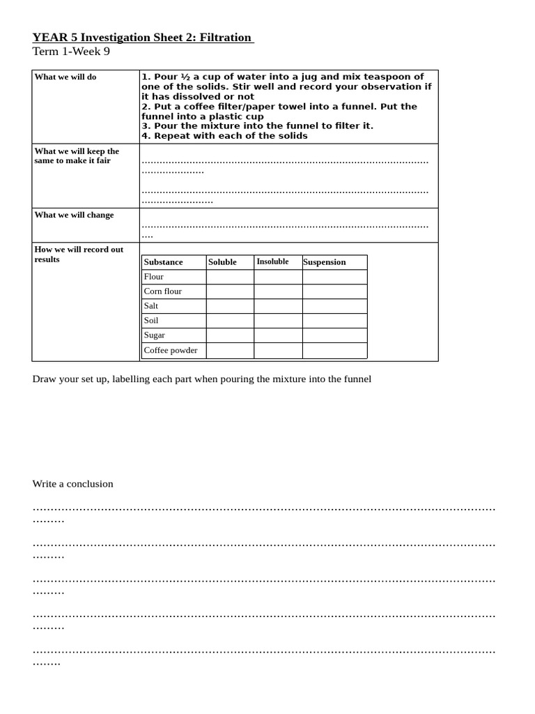 YEAR 5 Investigation Sheet 2 | PDF
