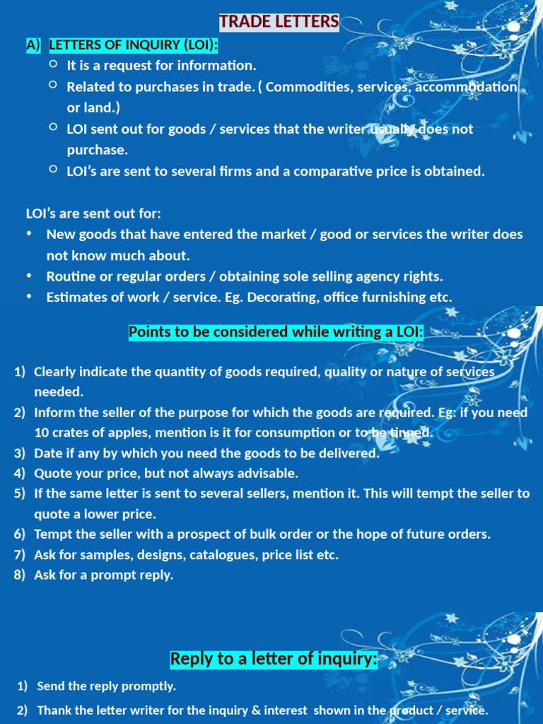 Trade Letters: Inquiries, Complaints, Sales | PDF | Sales | Complaint