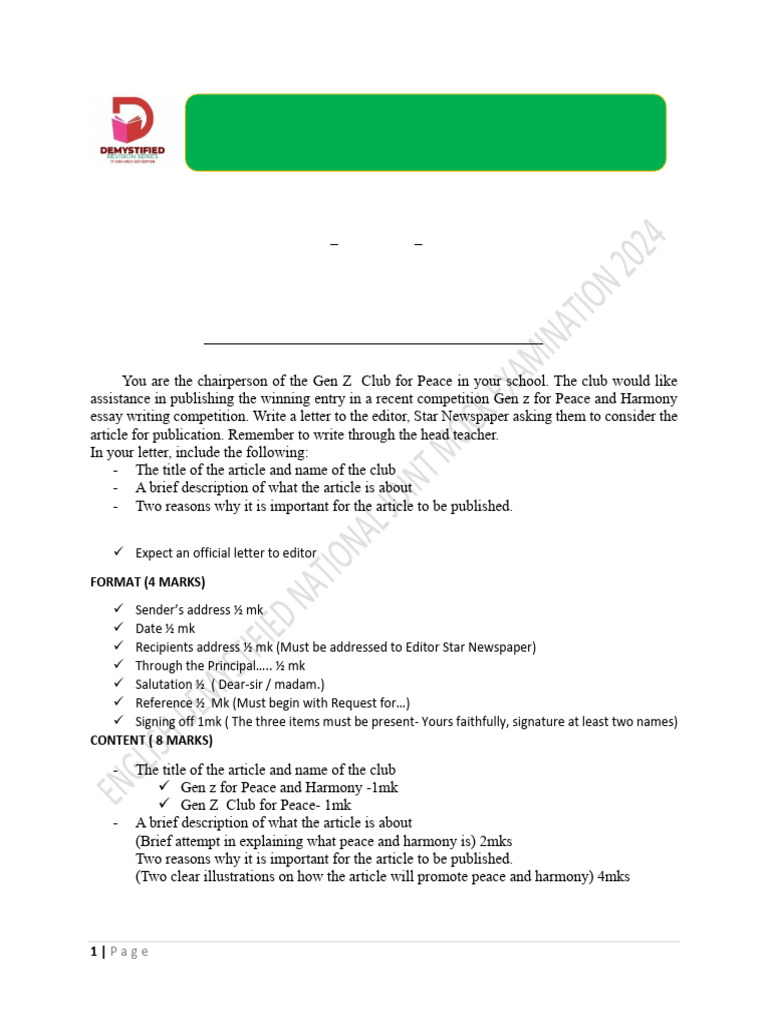 1 Demy Mock M SC English Demystified National Joint Mock Examination ...