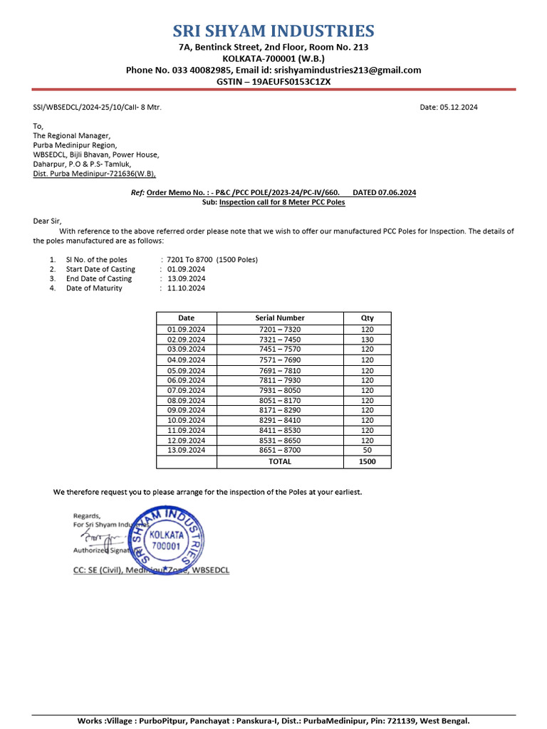Inspection call 8mtr | PDF
