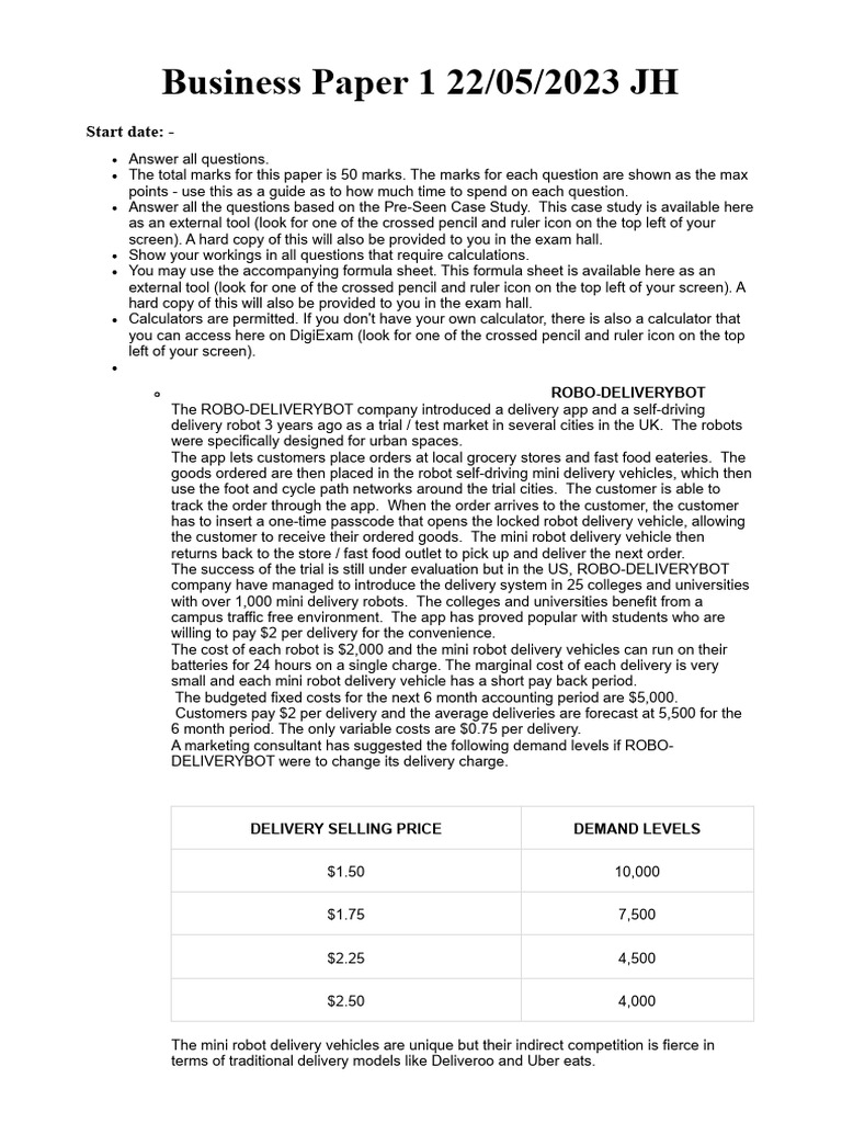 Business Paper 1 May 2023 | PDF | Business | Business Economics