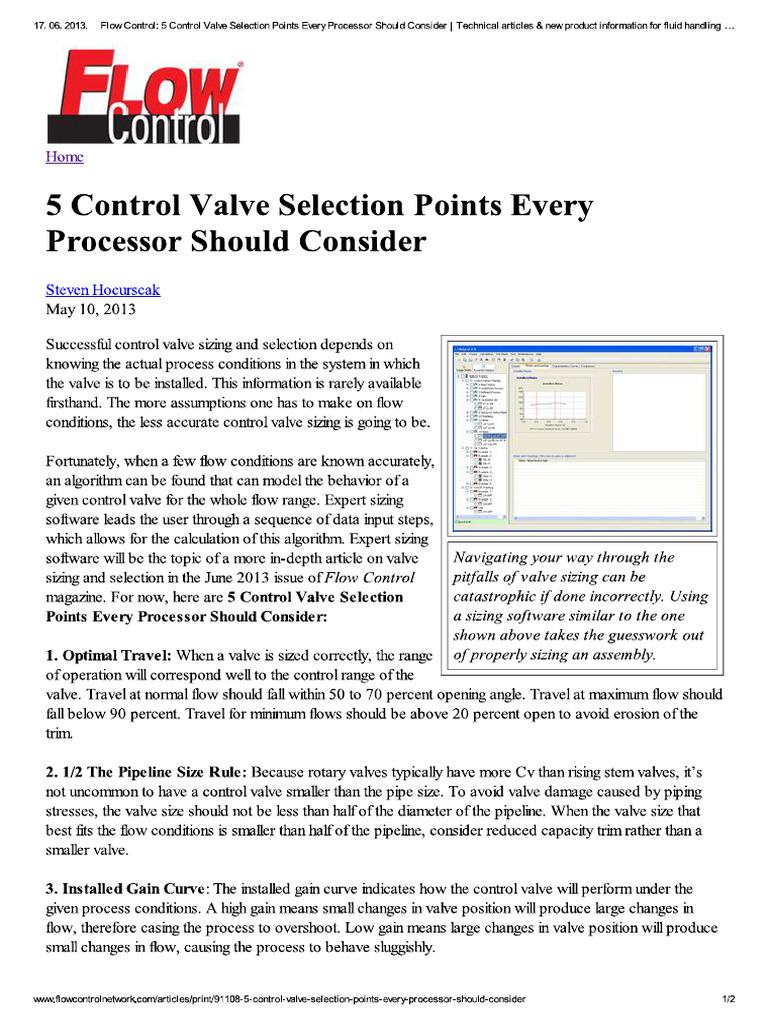Flow Control_ 5 Control Valve Selection Points | PDF