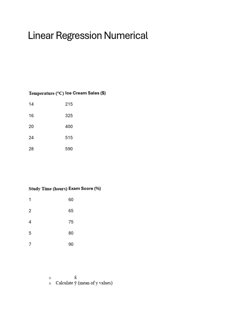 Linear Regression Numerical | PDF