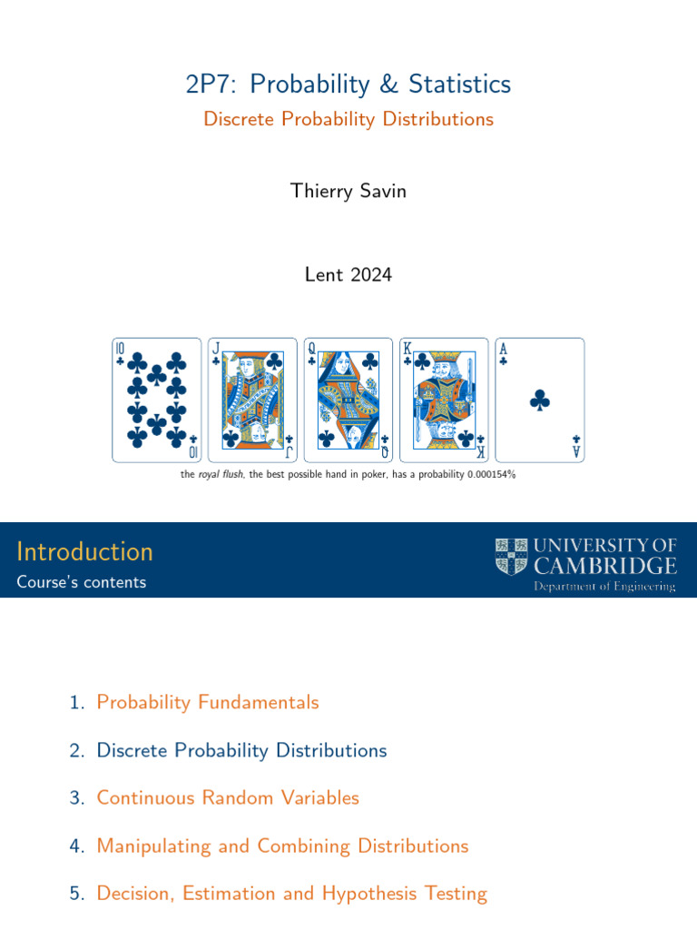 Discrete Probability Distributions Overview | PDF | Probability ...