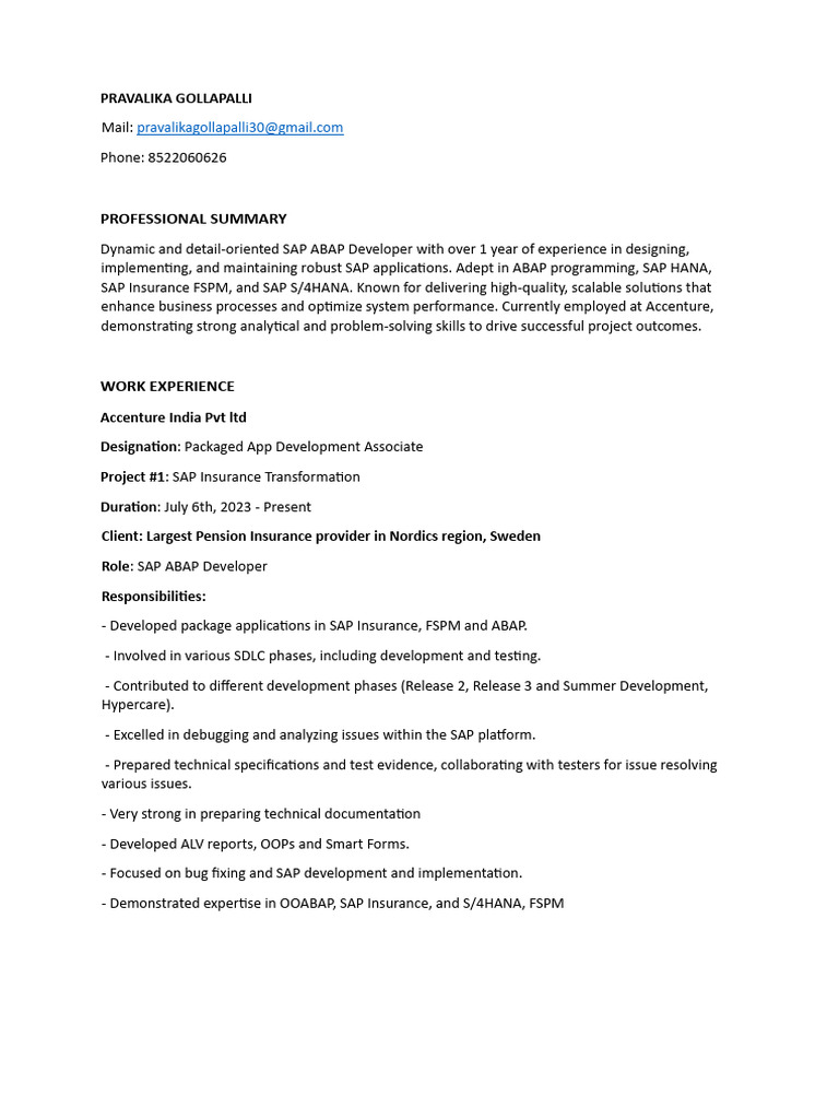 Pravalika Gollapalli CV-1 | PDF | Computing